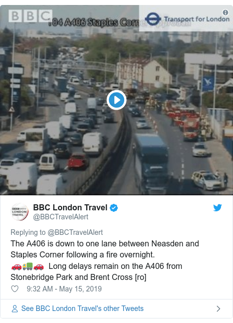 Neasden A406 North Circular fire causes rush-hour delays - BBC News