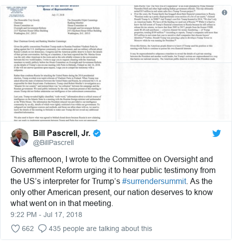 Trump Putin: Democrats call for interpreter to testify - BBC News