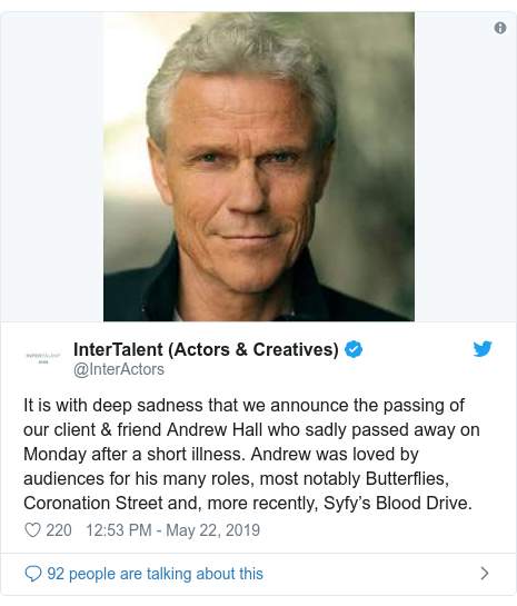 Coronation Street actor Andrew Hall dies aged 65 - BBC News