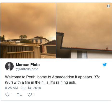 Perth bushfire paints skies 'vivid orange' - BBC News