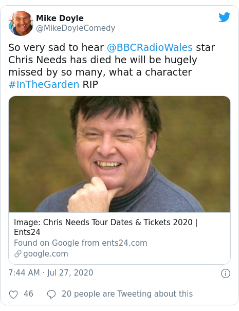 BBC Radio Wales broadcaster Chris Needs dies aged 66 - BBC News