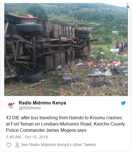 Kenya bus crash kills at least 40 en route to Kisumu - BBC News