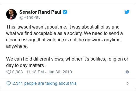 Senator Rand Paul wins damages after neighbour attack - BBC News