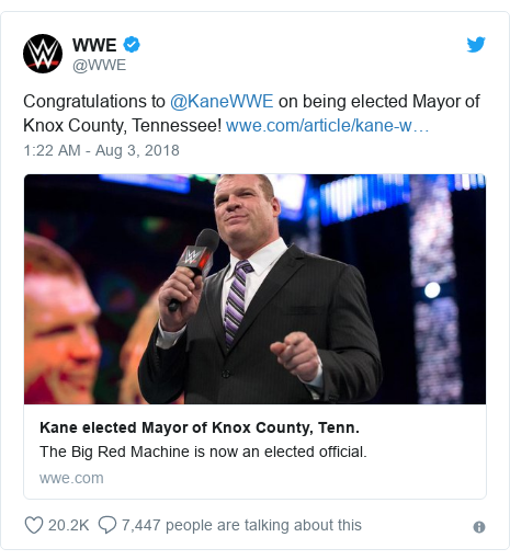 WWE star Glenn Jacobs, aka Kane, elected mayor in Tennessee - BBC News