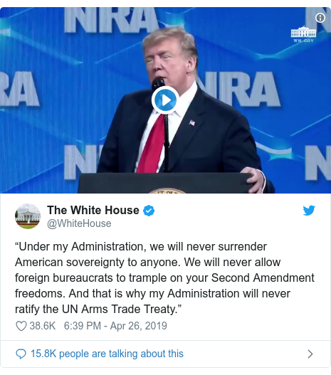 Donald Trump to withdraw US from Arms Trade Treaty - BBC News