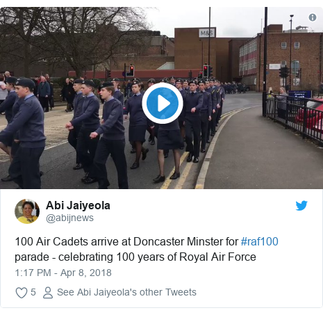 Air cadets mark RAF centenary in Doncaster parade - BBC News