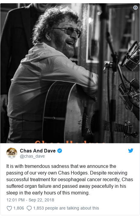 Chas and Dave: Chas Hodges dies aged 74 - BBC News