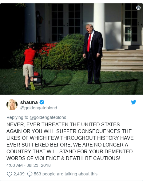 Trump threatens Iran, Twitter responds with jokes and memes - BBC News