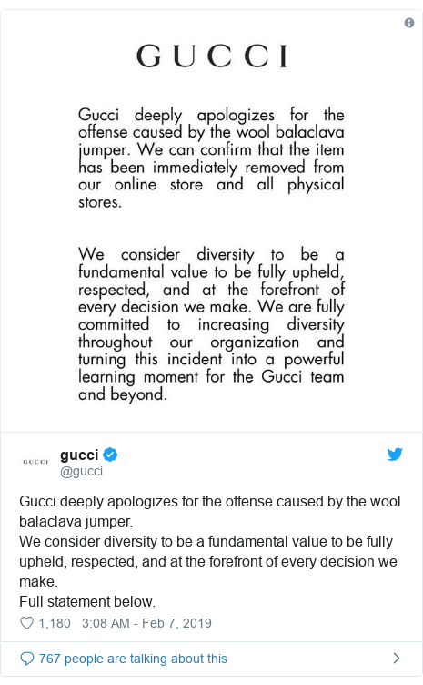 Gucci withdraws jumper after 'blackface' backlash - BBC News
