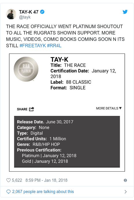 Rapper Tay-K's video used in murder sentencing - BBC News