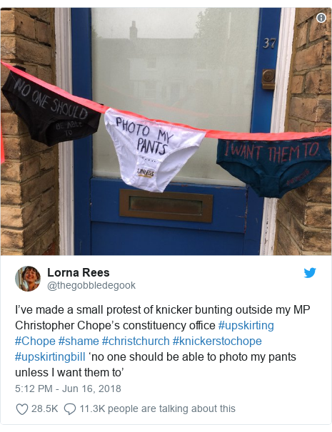 Upskirting row: 'Knicker bunting' strung up at Sir Christopher Chope's ...