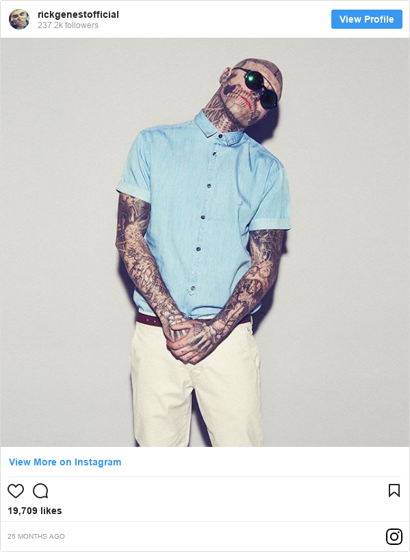 'Zombie Boy' Rick Genest found dead at home in Montreal - BBC News