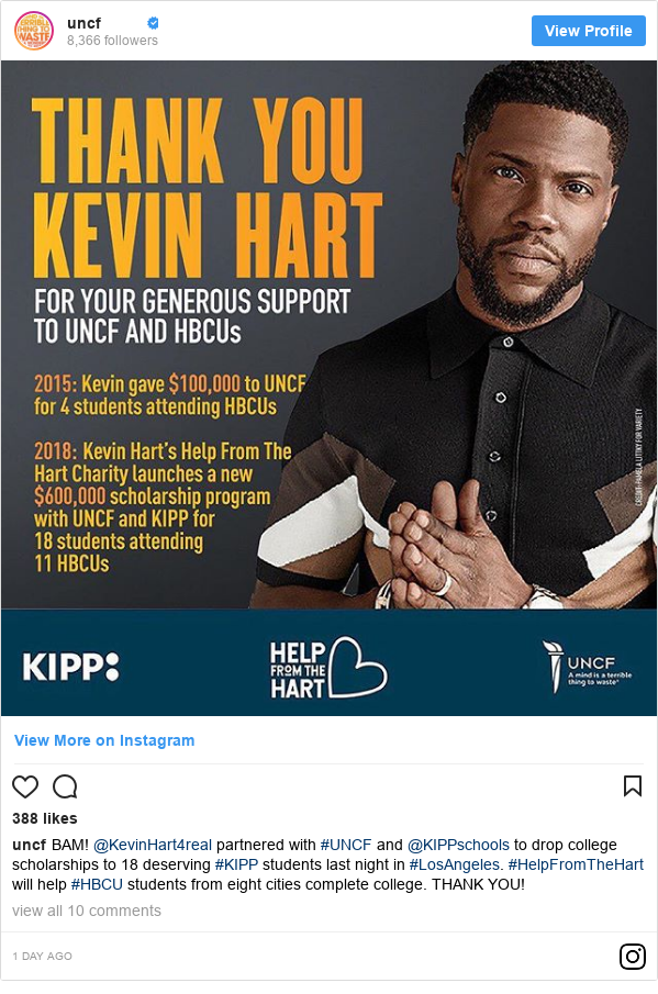 Kevin Hart: Actor's charity starts $600,000 student fund - BBC News