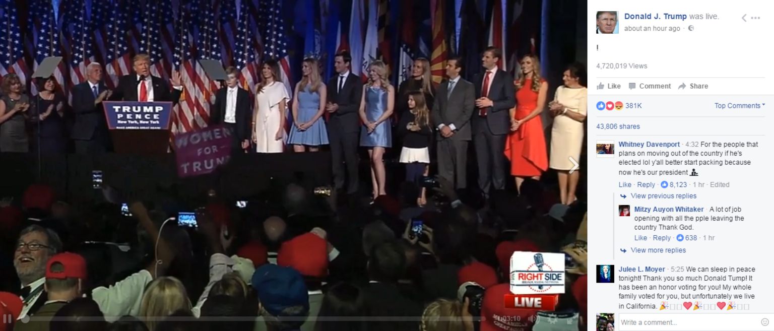 Trump triumph: Protest, crying children and fake responses - BBC News