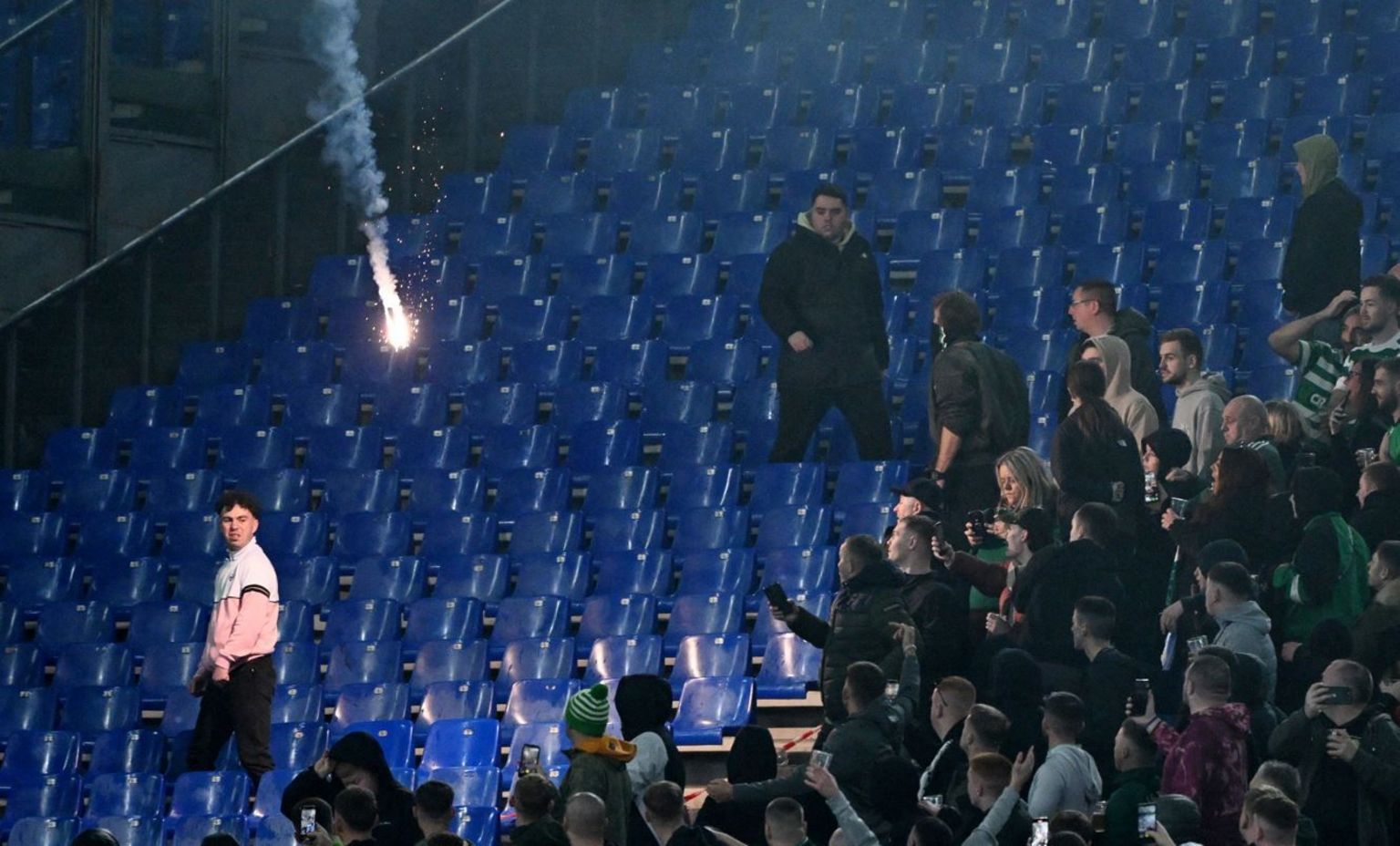Fans throw pyro at each other in Rome - BBC Sport