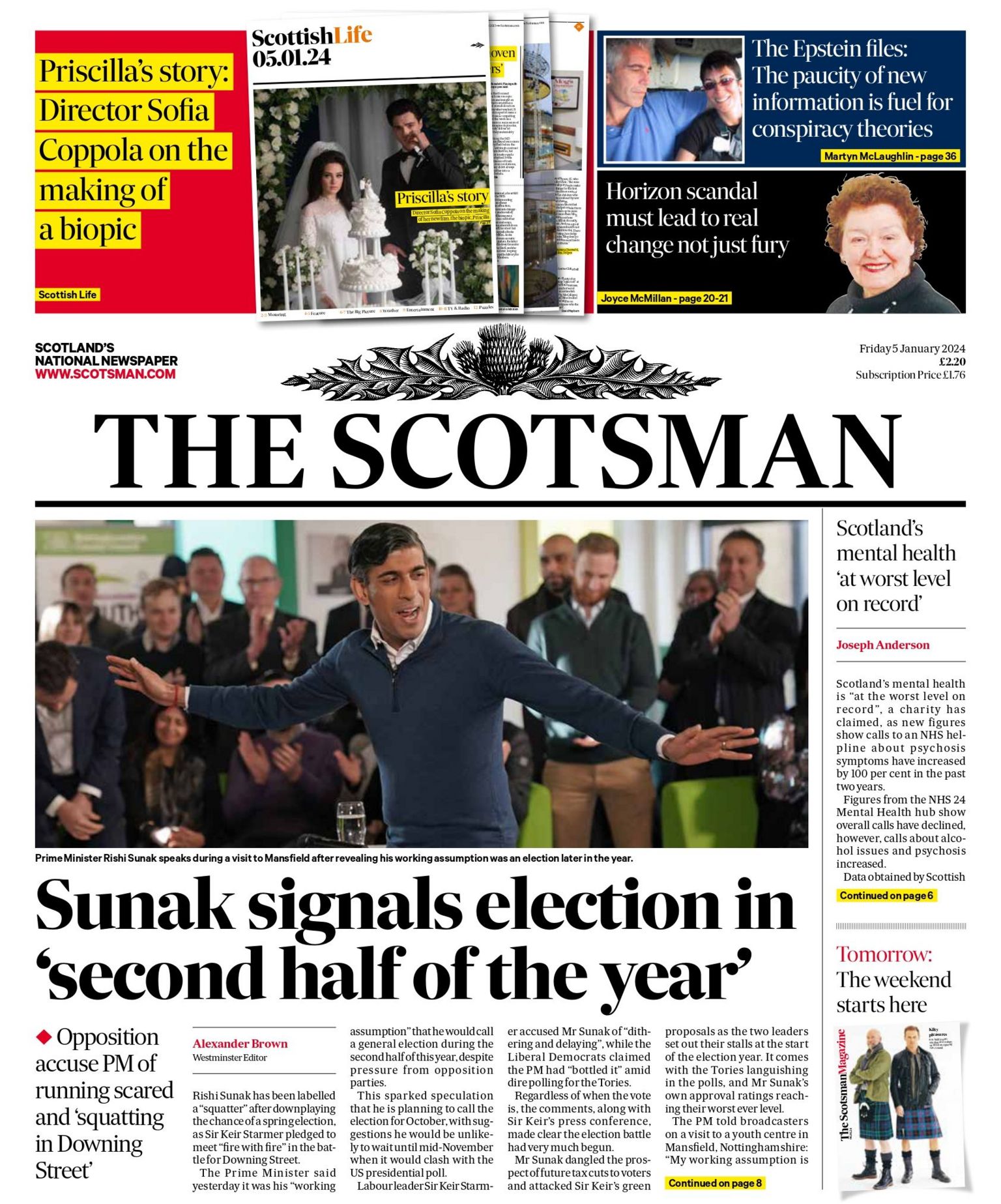 Scotland's papers: PM's election hint and Prince Andrew sex claims ...
