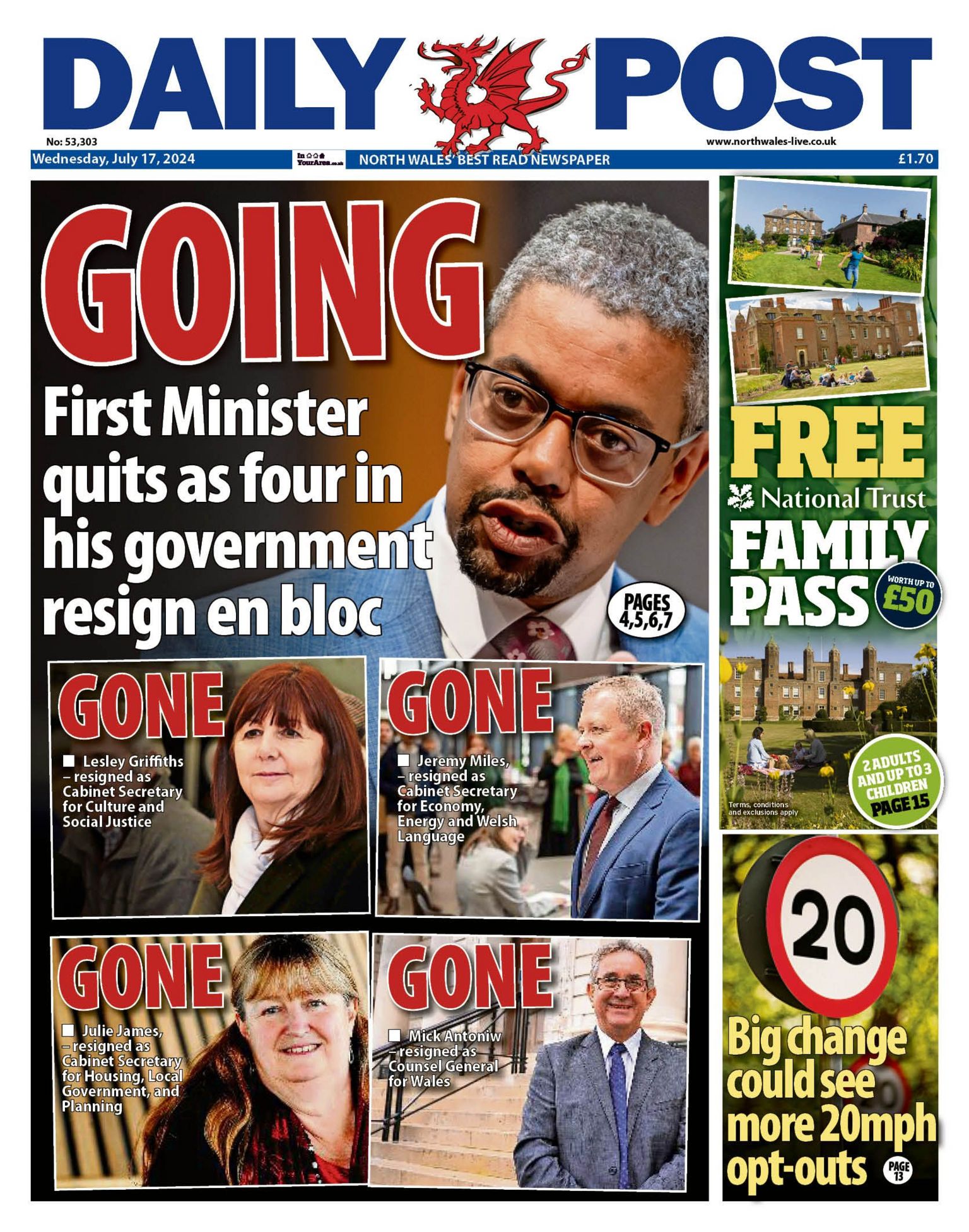 Wales' papers: 20mph 'errors' guidance and Gething 'forced out' - BBC News