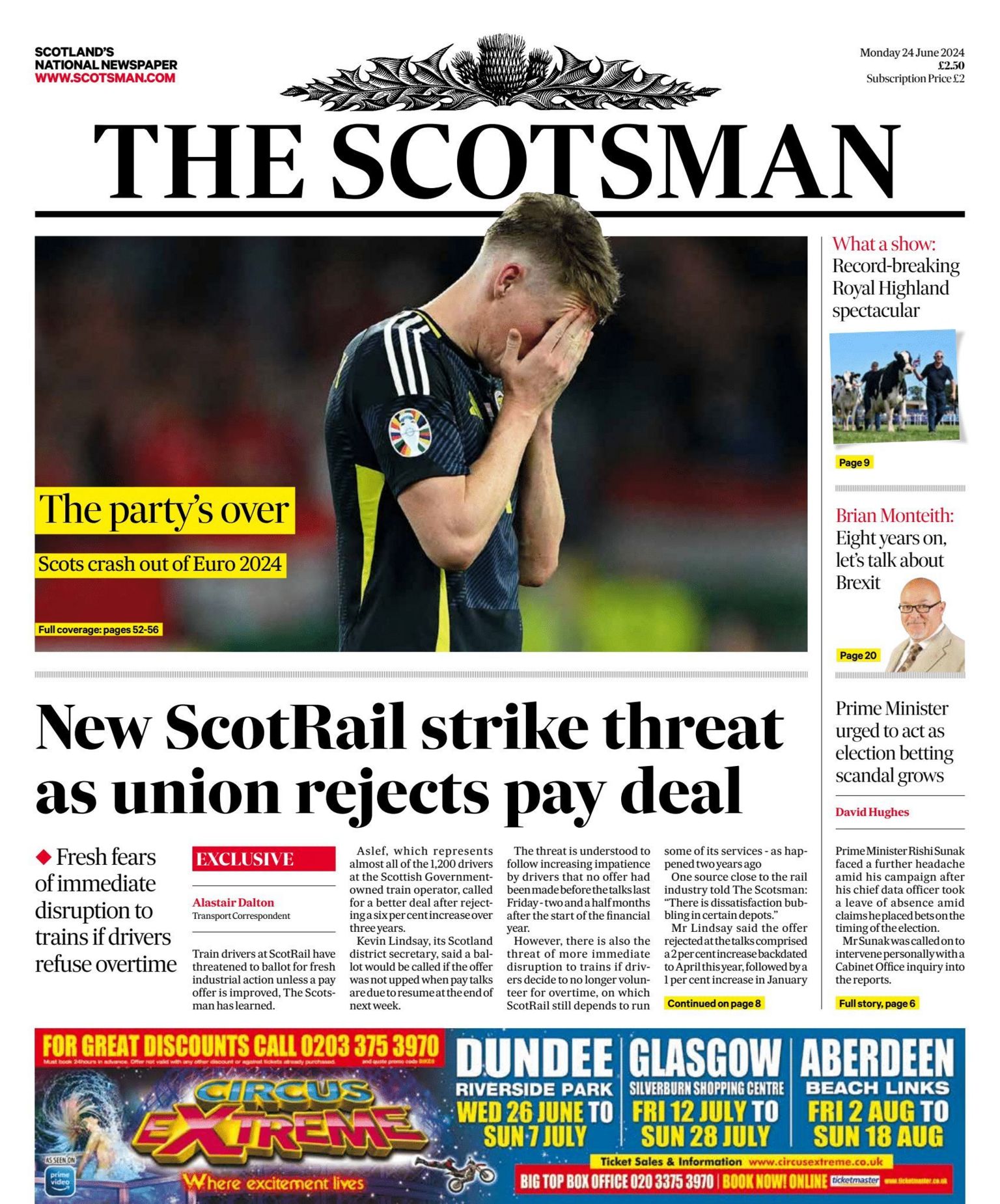 Scotland's papers: Euro dream 'gone in 60 seconds' and election pledges ...