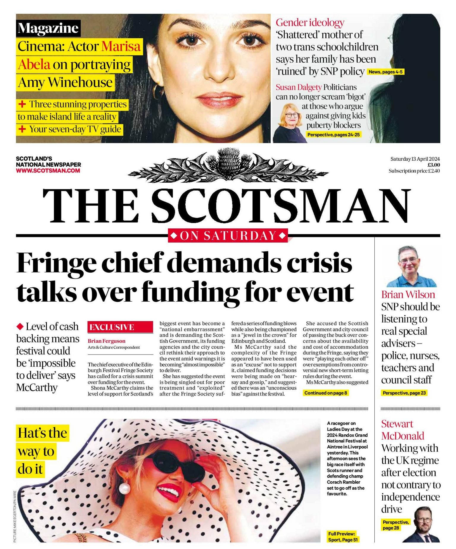 Scotland's papers: Fringe 'crisis' and Rayner to quit if guilty - BBC News