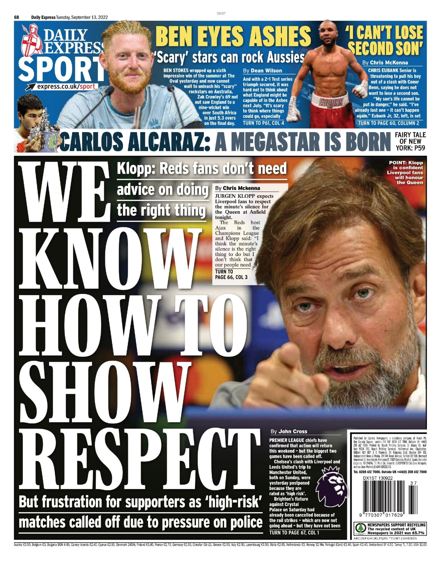 Tuesday's sport pages - BBC Sport