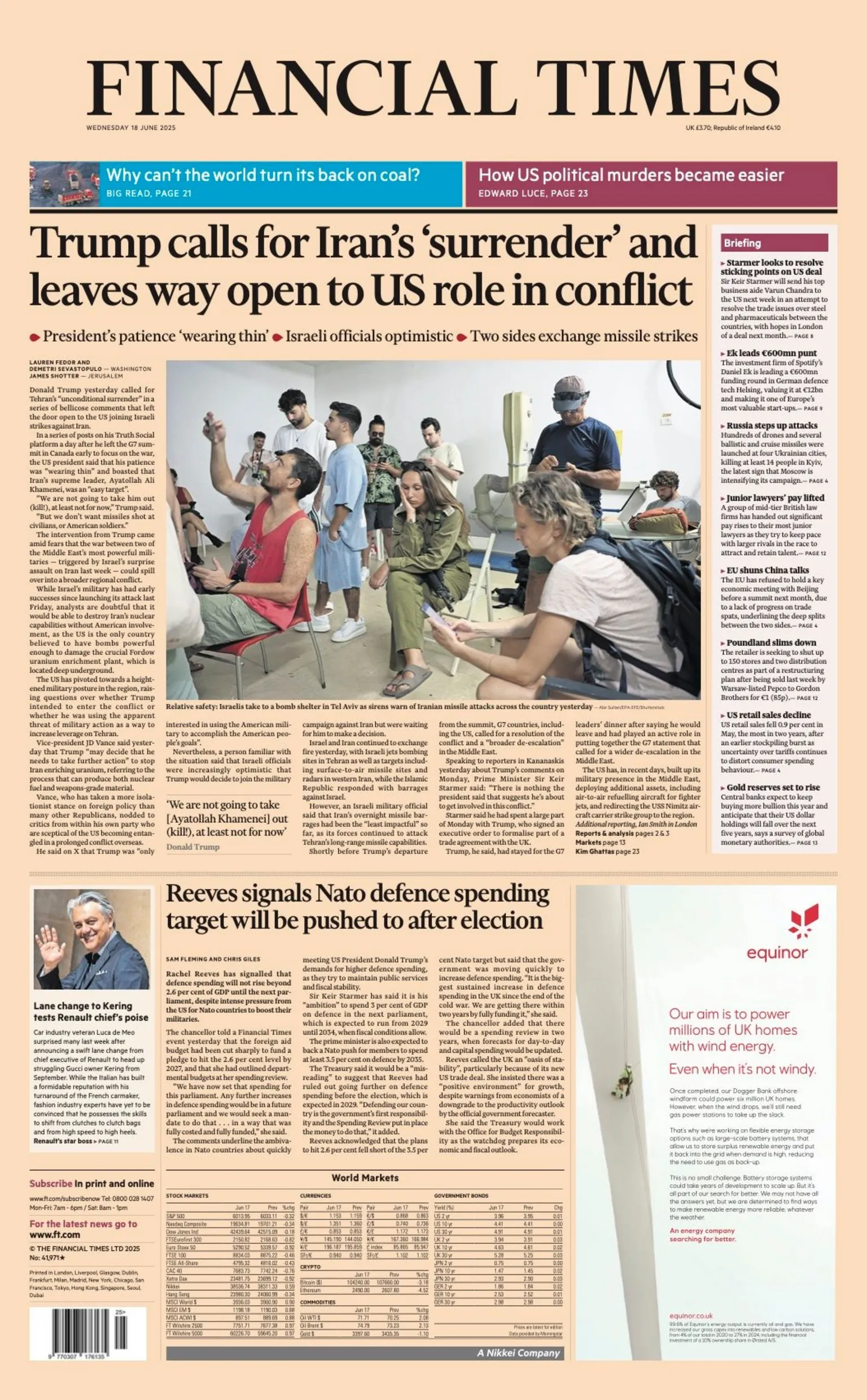 Newspaper headlines: 'Trump poised for war' and 'Biggest scandals ever ...
