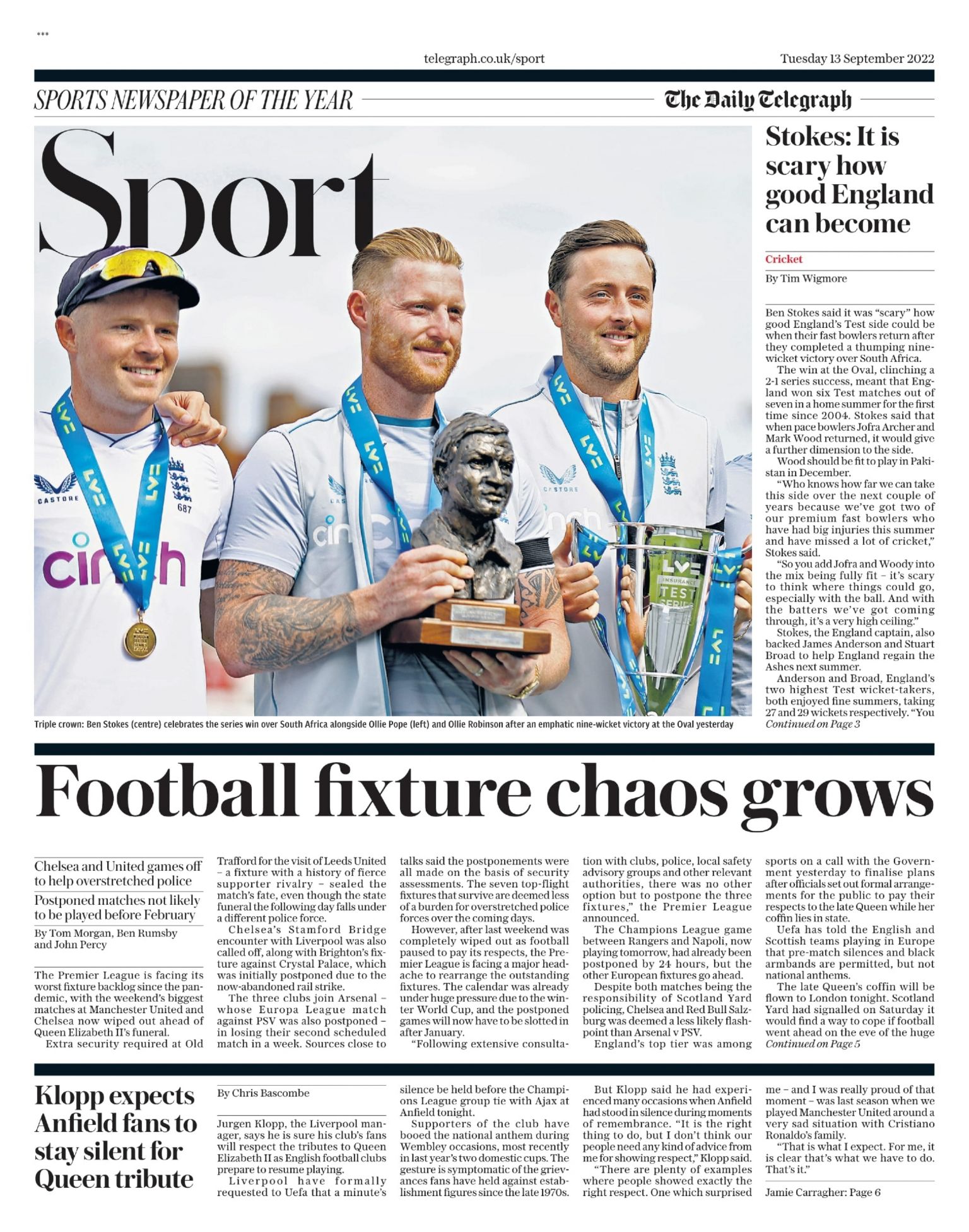 Tuesday's sport pages - BBC Sport