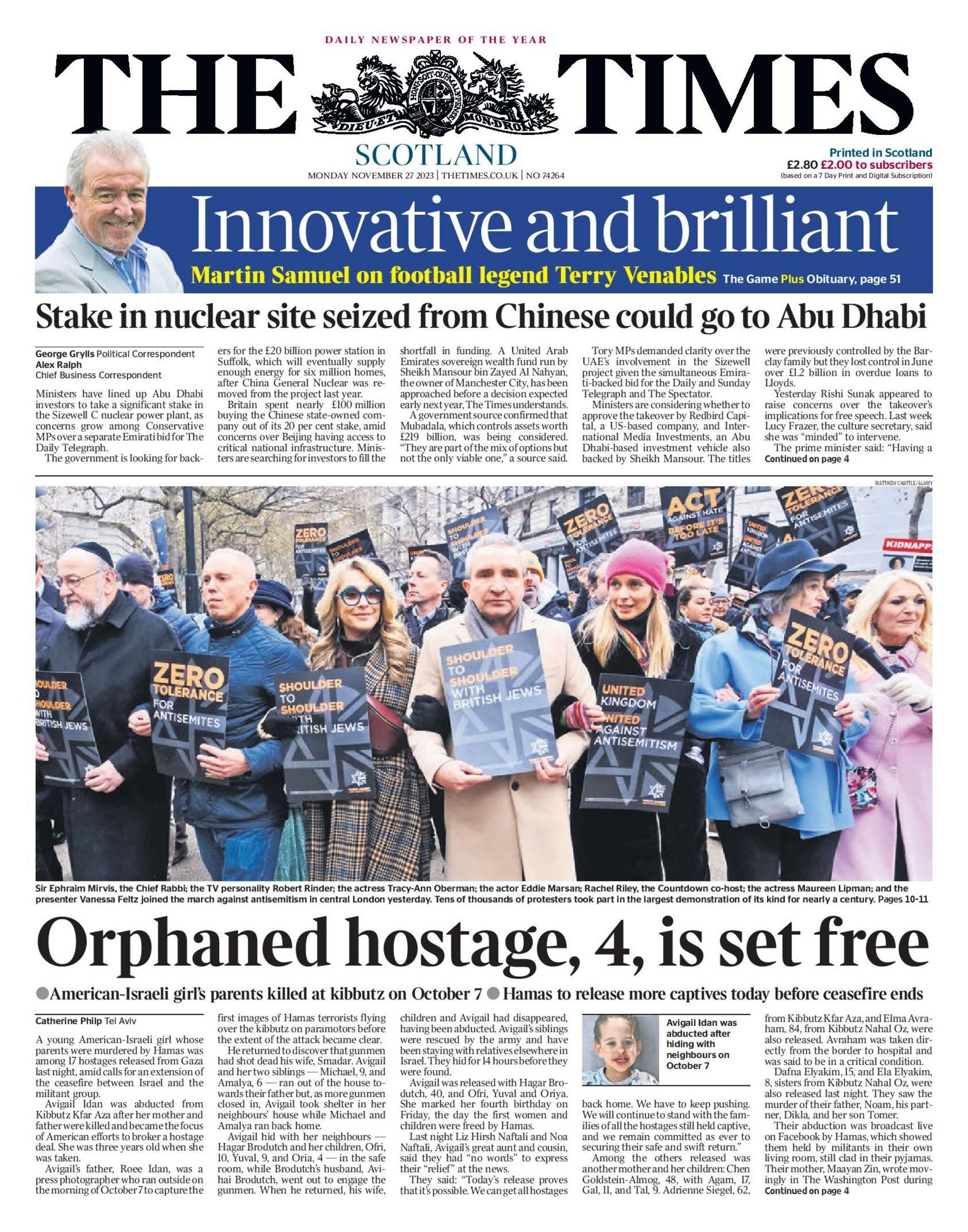 Scotland's papers: Hamas frees children and 'battered on the beat ...