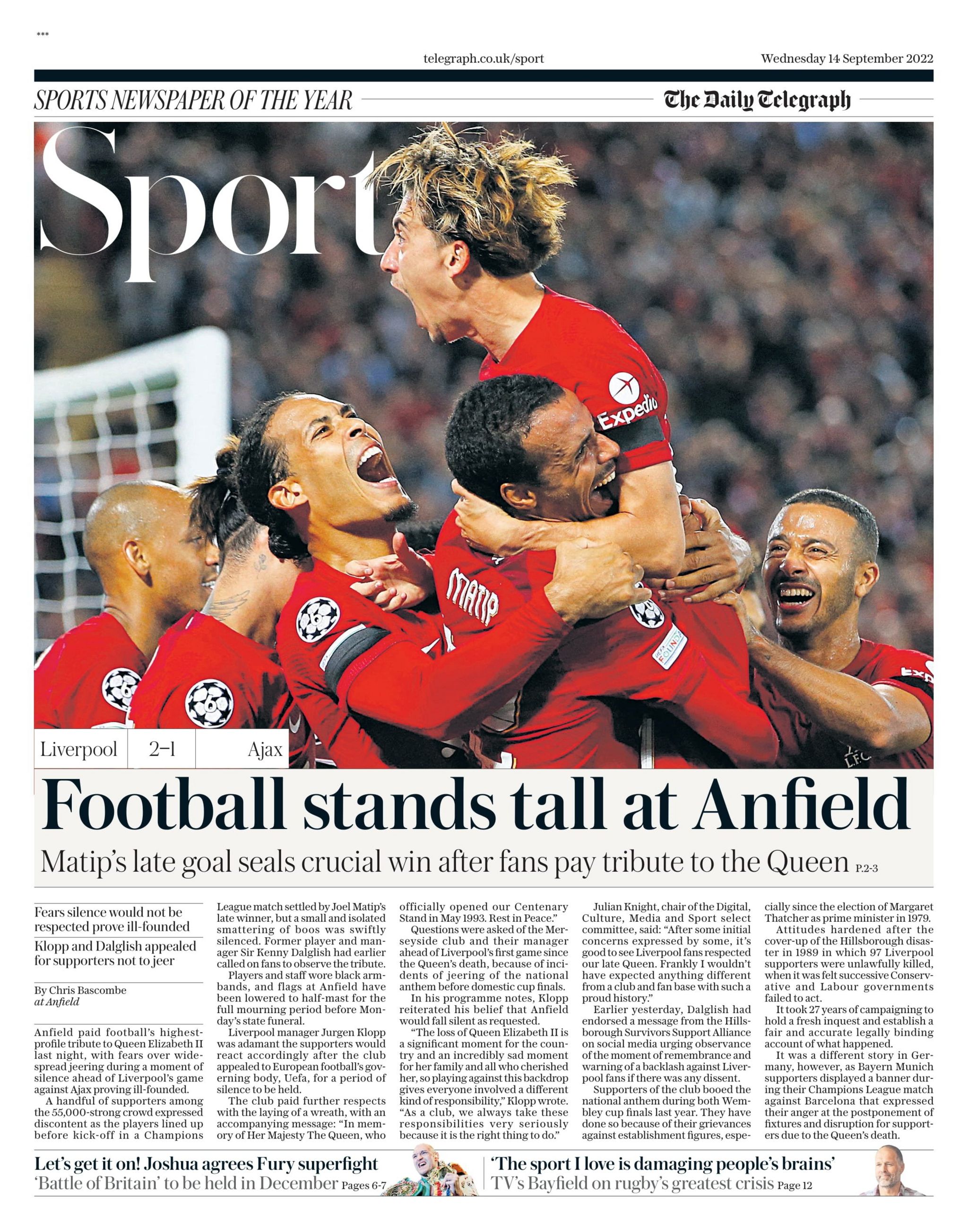 Wednesday's sport pages - BBC Sport