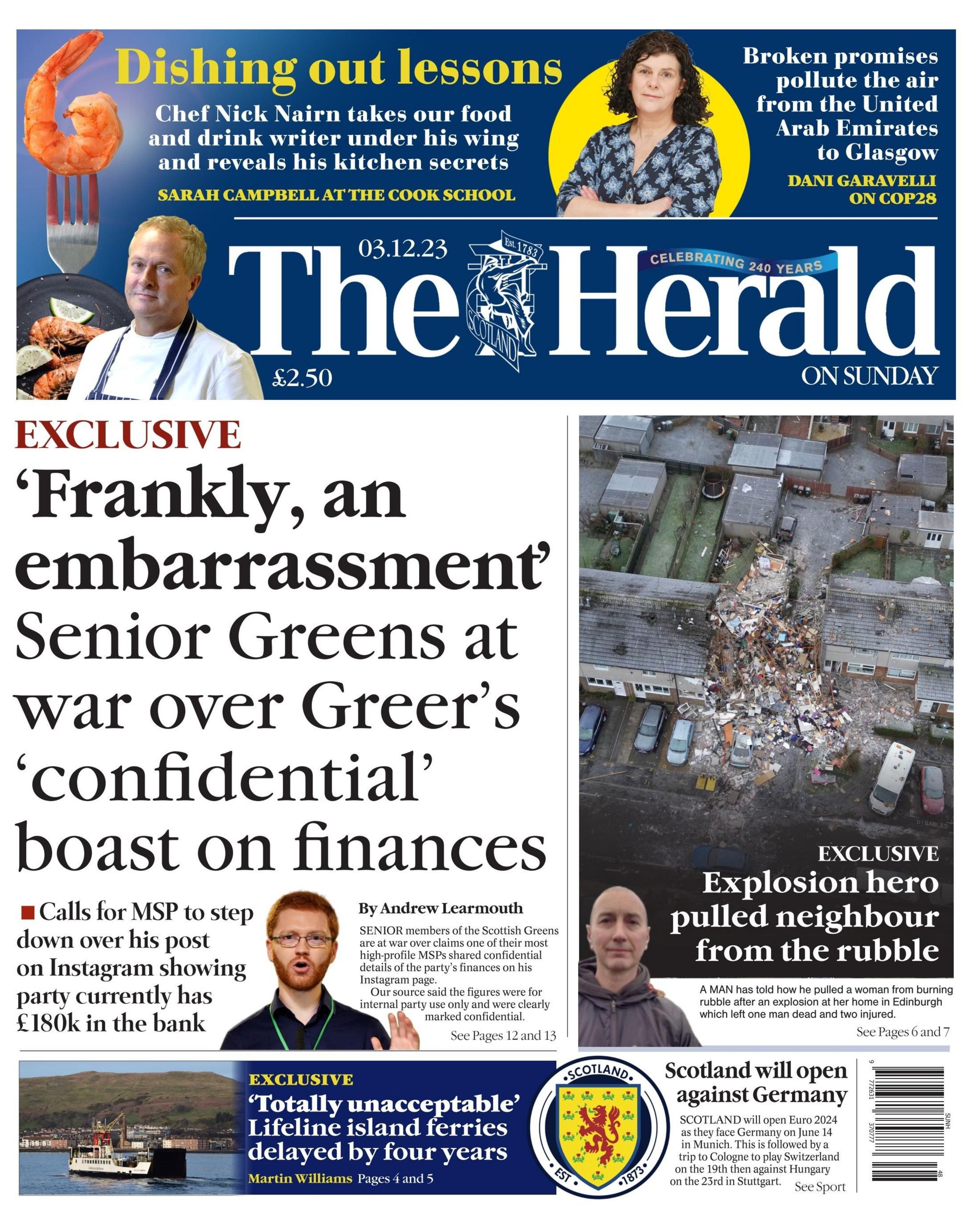 Scotland's papers: Minister in letting row and 'gas blast horror' - BBC ...