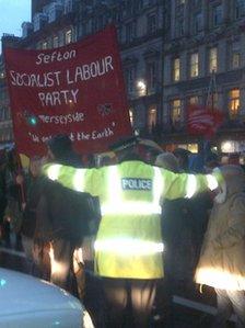 More than 100 protest outside Liverpool Town Hall over cuts - BBC News