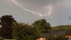 Thunder storm warnings extended until Monday in Wales - BBC News