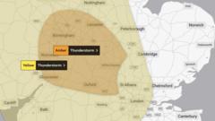 Amber warning issued for thunderstorms - BBC News