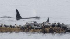 Orcas and long-finned whales spotted from Scotland - BBC News