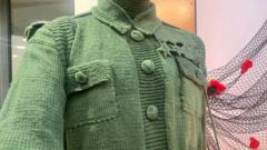 Life-sized remembrance soldier created by knitters - BBC News