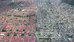 Aerial photos reveal the stark divide between rich and poor - BBC News