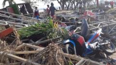 In pictures: Tsunami devastation in Sulawesi - BBC News