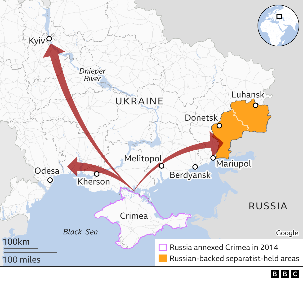 Ukraine What Are Russias Possible Attack Routes Bbc News