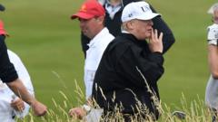 Thousands joined Trump protest as US leader played golf - BBC News