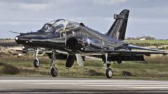 Last training flight for Hawk T1s at RAF Valley on Anglesey - BBC News