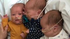 Rare identical Cheshire triplets were 'one-in-200 million' - BBC News