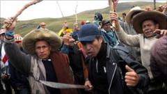 Peru protests at huge Conga gold mine in Cajamarca - BBC News