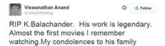 K Balachander: Tributes paid to Indian filmmaker - BBC News