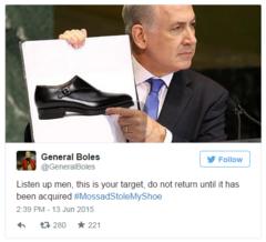 Who's behind the 'Mossad Stole My Shoe' slogan? - BBC News