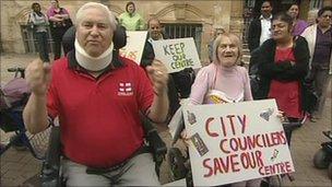 Protest after disabled centre users moved in Leicester - BBC News
