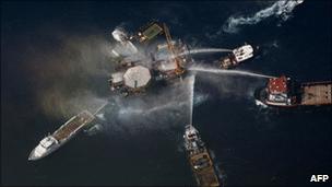 'No oil leaking' from exploded Gulf of Mexico platform - BBC News