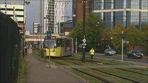 Eccles line Metrolink trams running again - BBC News