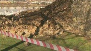 Collapsed Rochester Castle wall rebuilt - BBC News