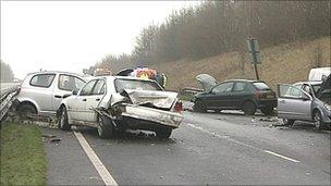 Rain 'washed salt off A15 crash road' - BBC News