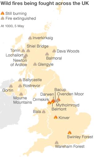 Forest fires continue to burn across UK - BBC News