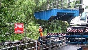 Great Corby flood-hit bridge replaced - BBC News